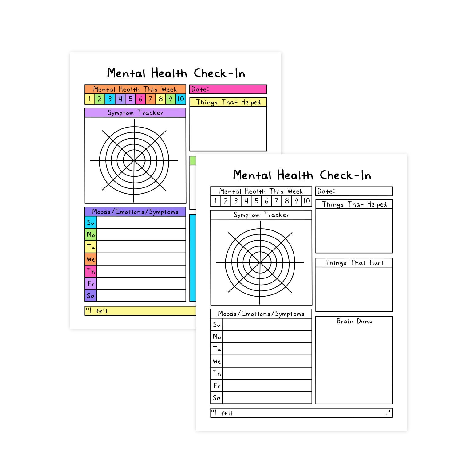 Weekly Mental Health Check-in Mood Tracker Symptom Tracker - Etsy