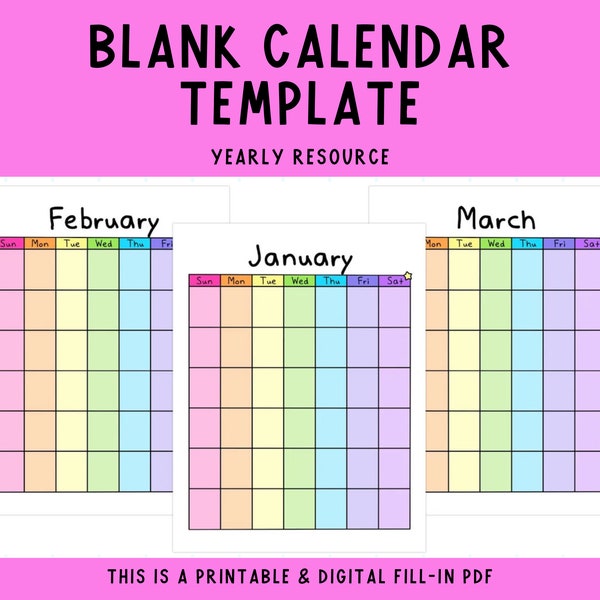 Colorful Calendar - Etsy