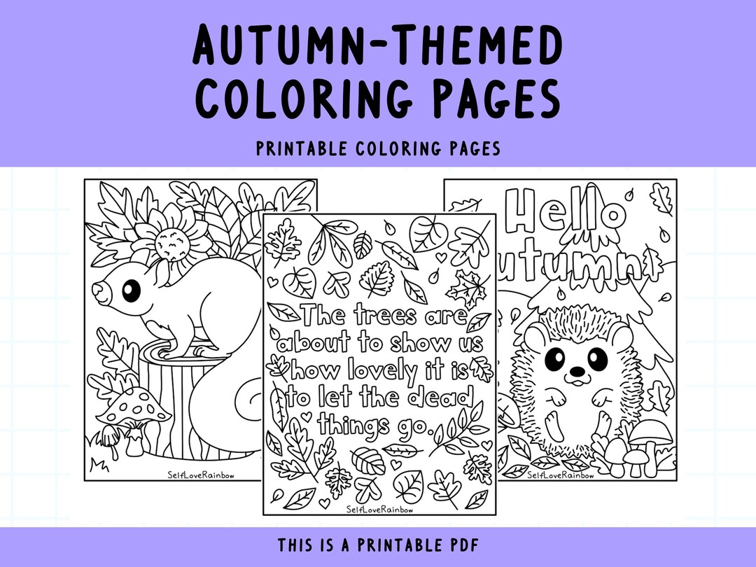 Autumn Coloring Pages | Cozy | Hygge | Printable | Fall Leaves | Hand ...