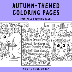 Autumn Coloring Pages Cozy Hygge Printable Fall Leaves Hand Drawn - Etsy