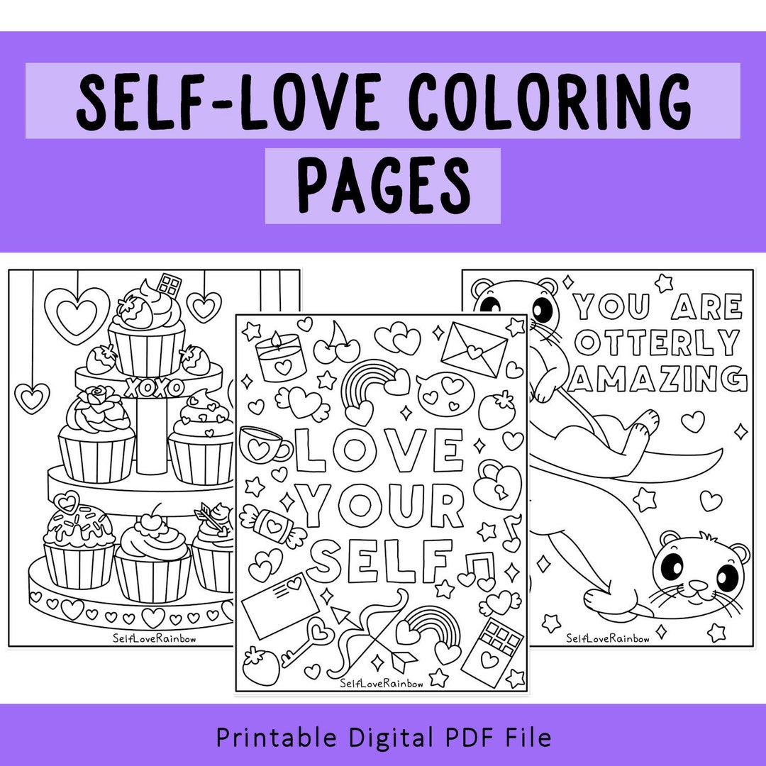 Self-love Coloring Pages Printable Hand Drawn L Digital Coloring Book ...