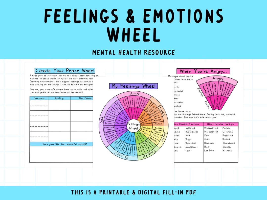 Feelings Wheel | Emotion Wheels | Mental Health Worksheet | Emotional ...