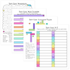 Self-care Game Activity Pack | Word Search | Printable | Self-help - Etsy