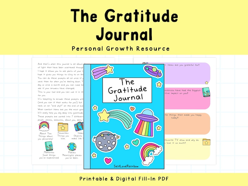 Gratitude Journal: Guided Prompts for Mental Wellness (PDF) - Etsy