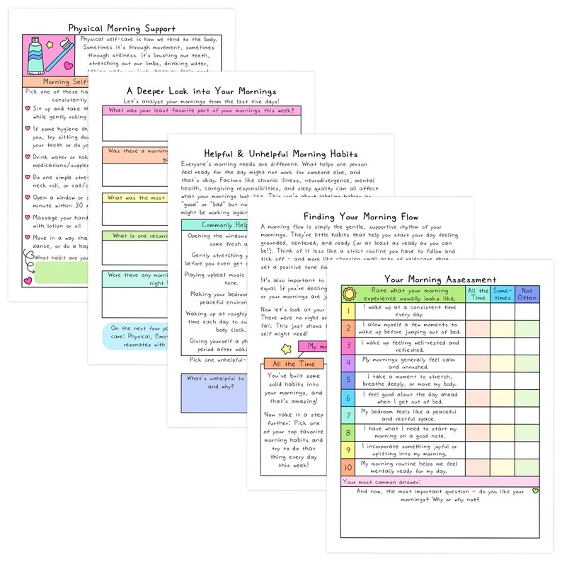 Morning Self-care Workbook: Routine Tracker & Journal (PDF Download - Etsy