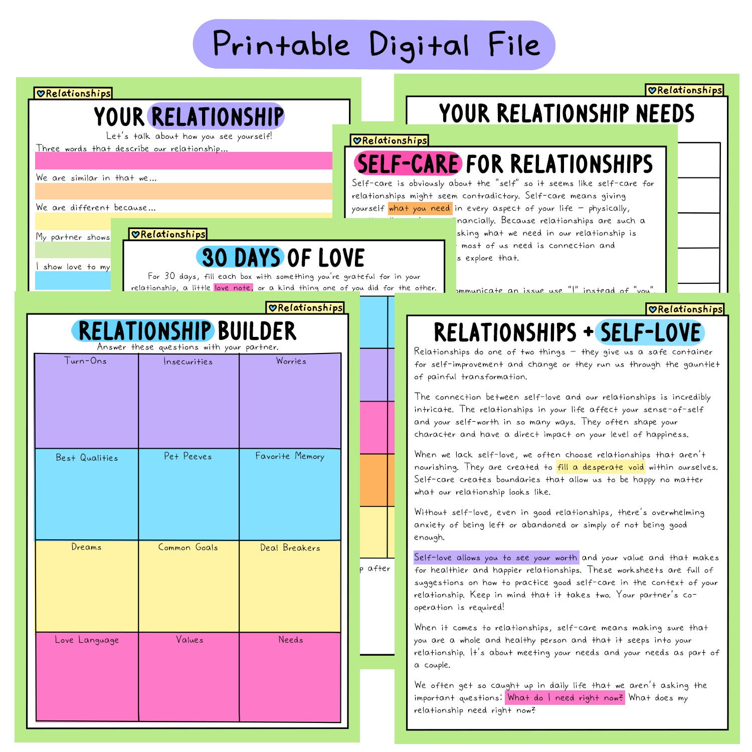 Self-love Workbook: Relationship Add-on | Self-care | Self-help ...