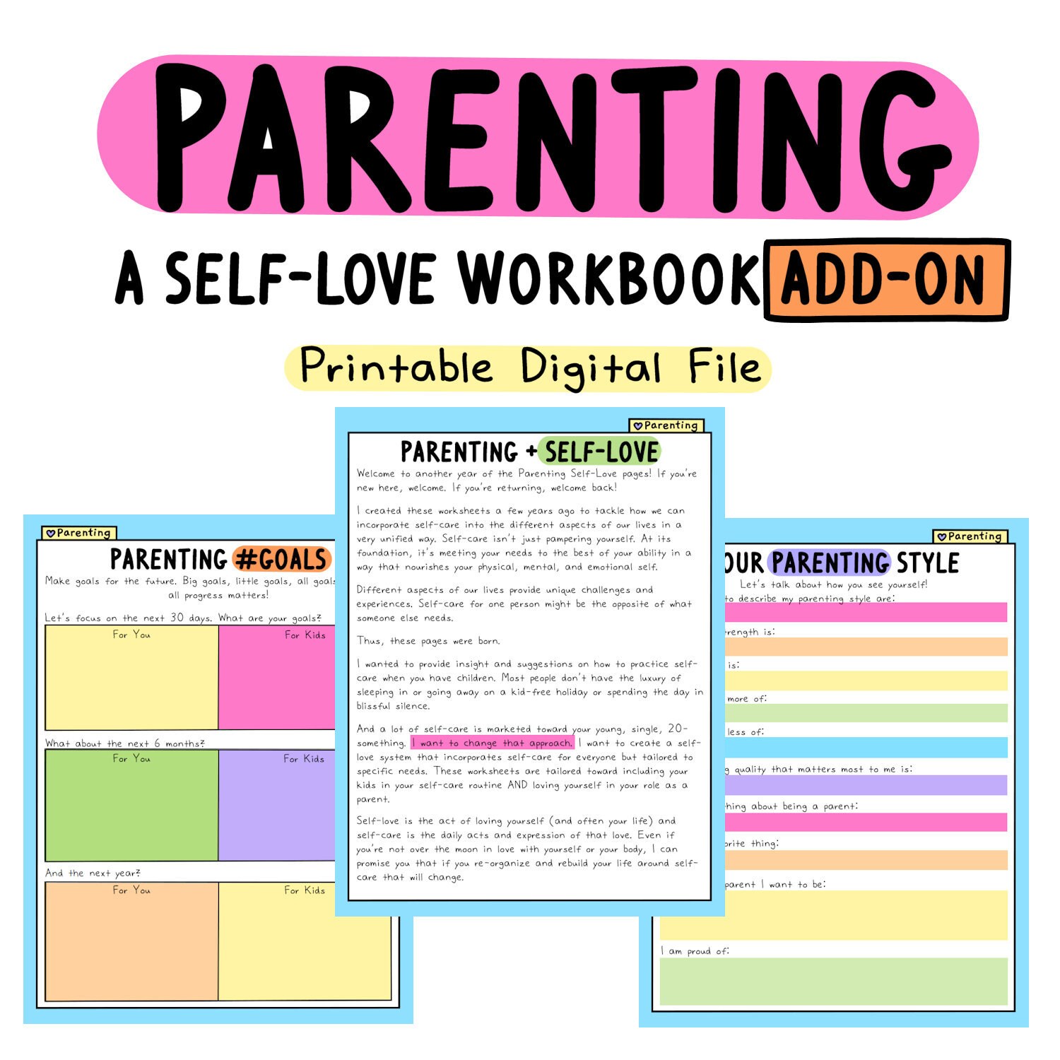 Self-Love Workbook: Parenting Add-On Self-Care Self-Help | Etsy