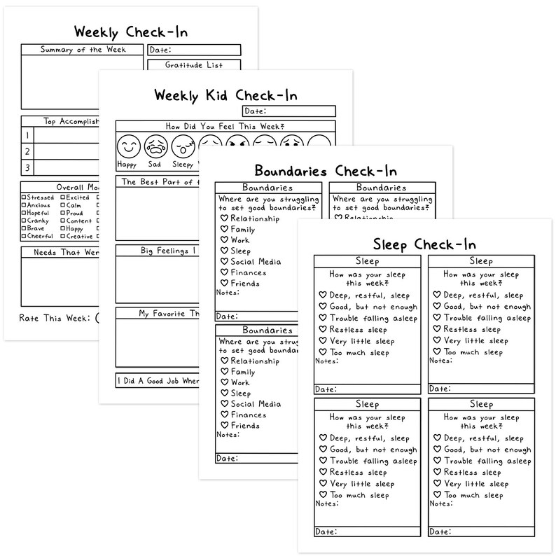 Weekly Check-in Pages: Mental Health Tracker Bundle (digital Fill-in ...
