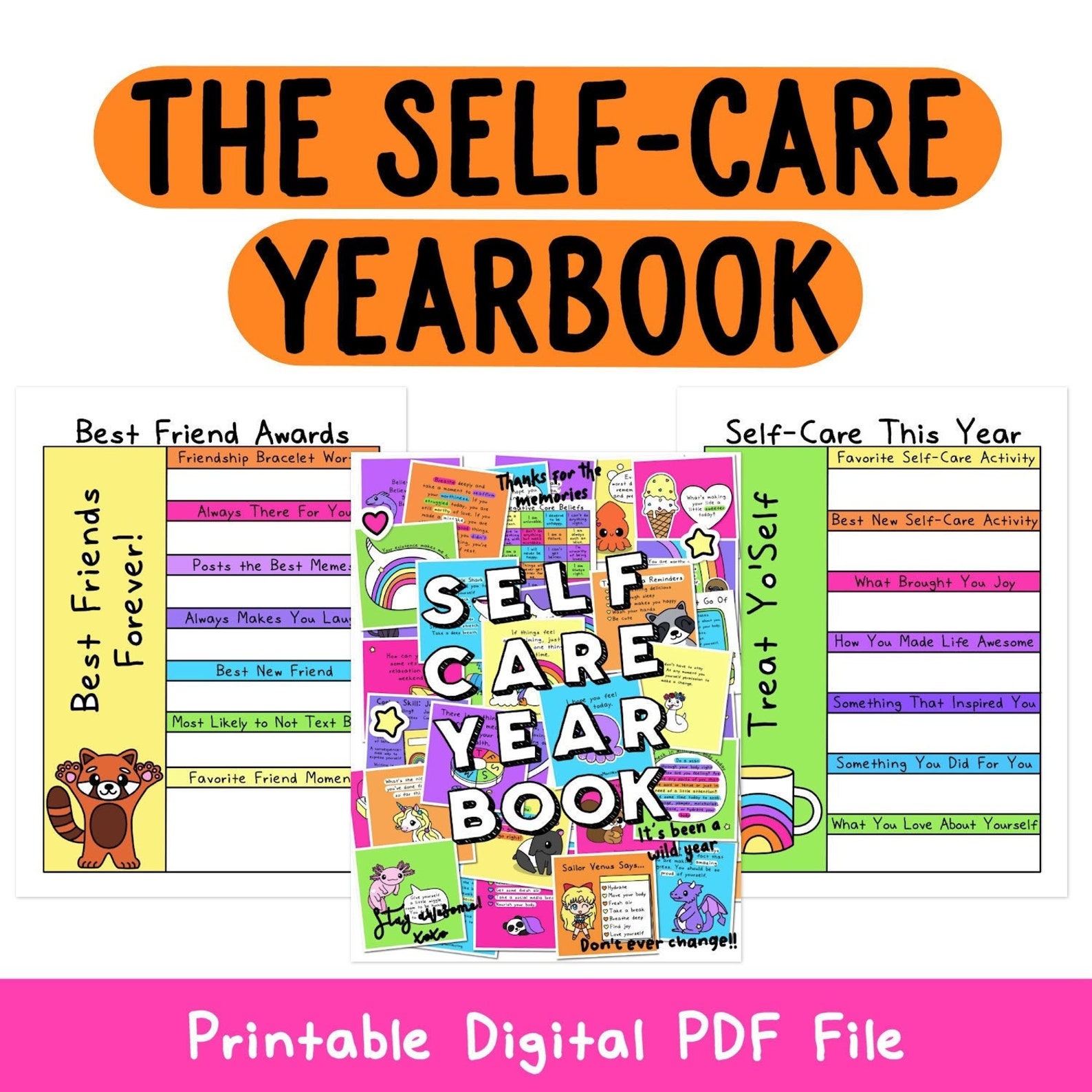 The Self-care Yearbook Reflection Journaling Fun Prompts - Etsy