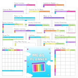 Meal Planner & Prep Worksheets | Meal Plan | Food Log | Menu Planning ...