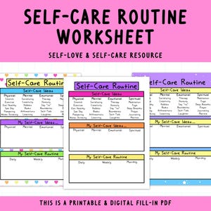 Self-care Routine Worksheet | Printable | Self-love | Love Yourself - Etsy