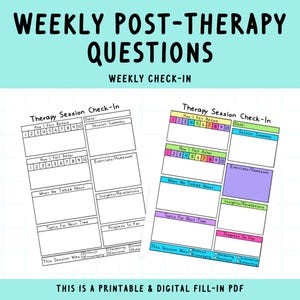 Post Therapy Questions | Check-in Worksheet | Pre-therapy | Therapy ...