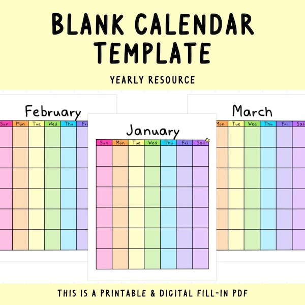 Colorful Calendar - Etsy