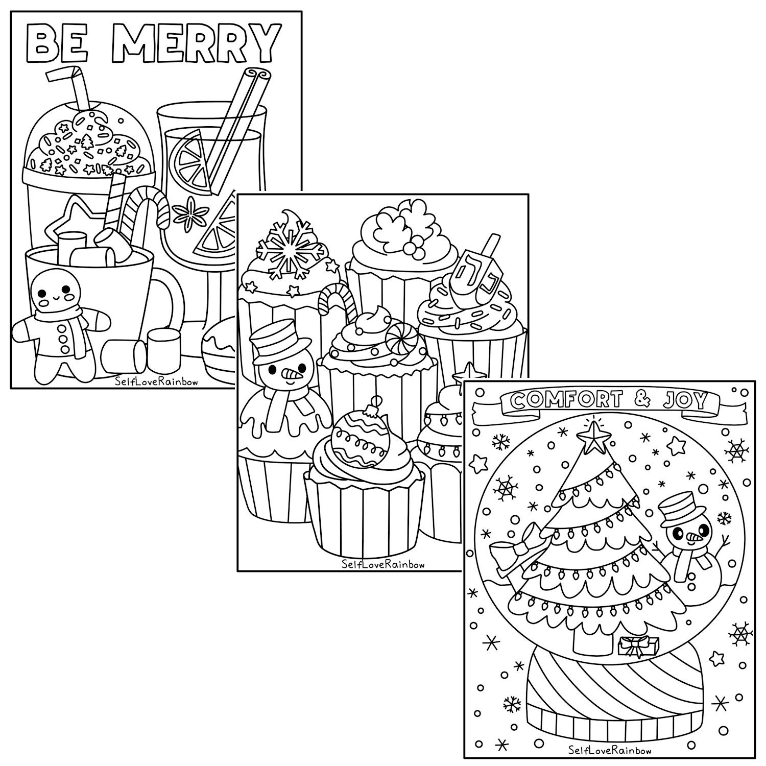 Holiday Coloring Pages Printable Hand Drawn Christmas - Etsy