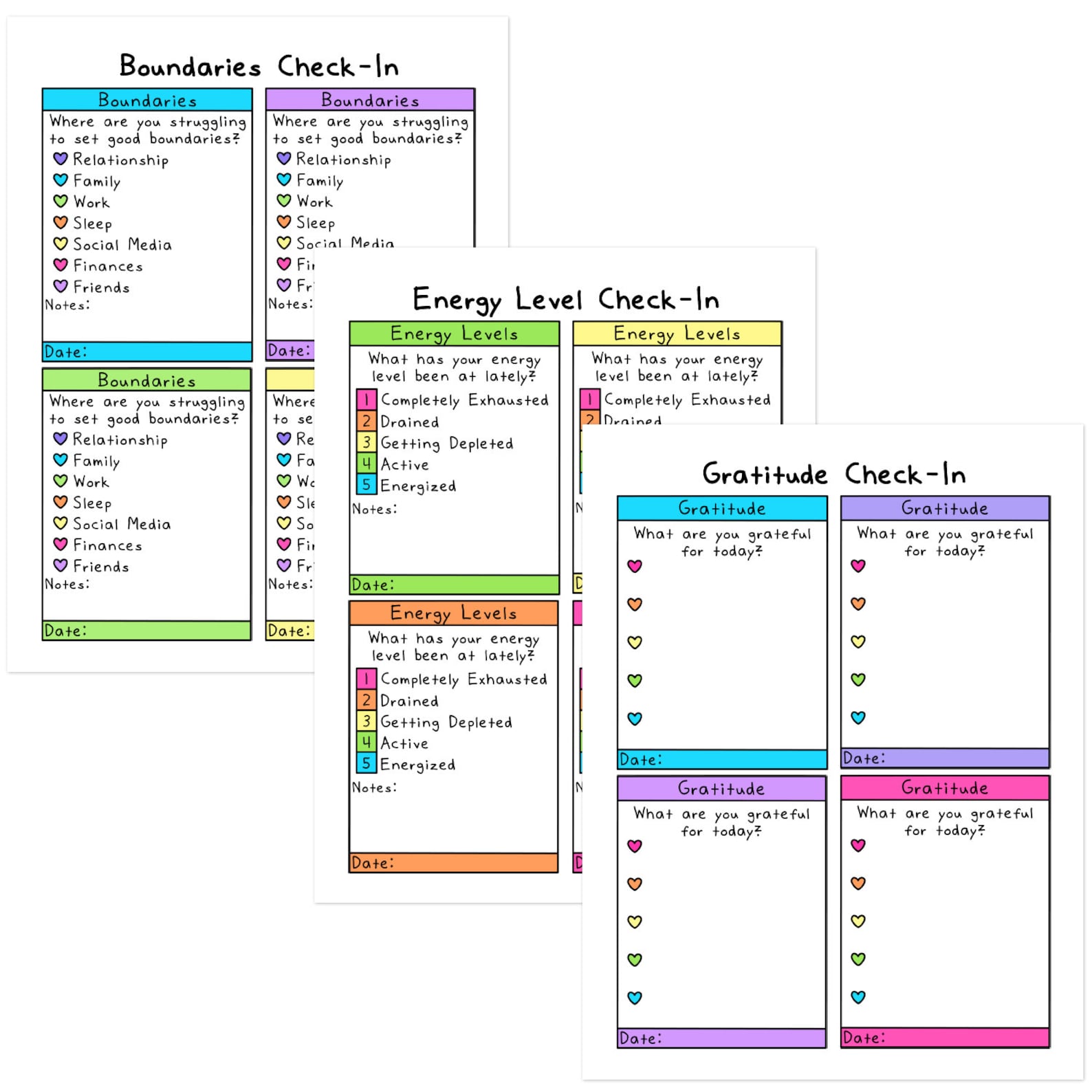 Weekly Check-in Pages: Mental Health Tracker Bundle (digital Fill-in ...