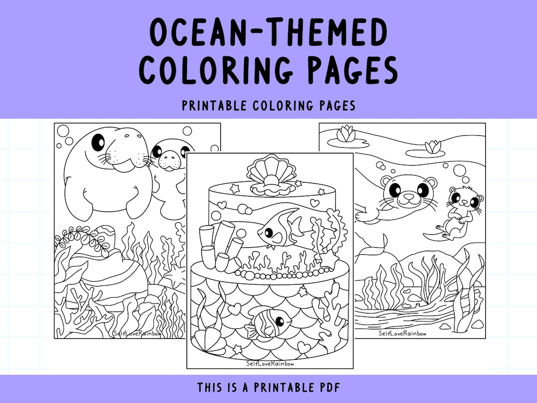 Ocean Coloring Pages: Hand-drawn Underwater Animals (PDF, PNG, JPG) - Etsy