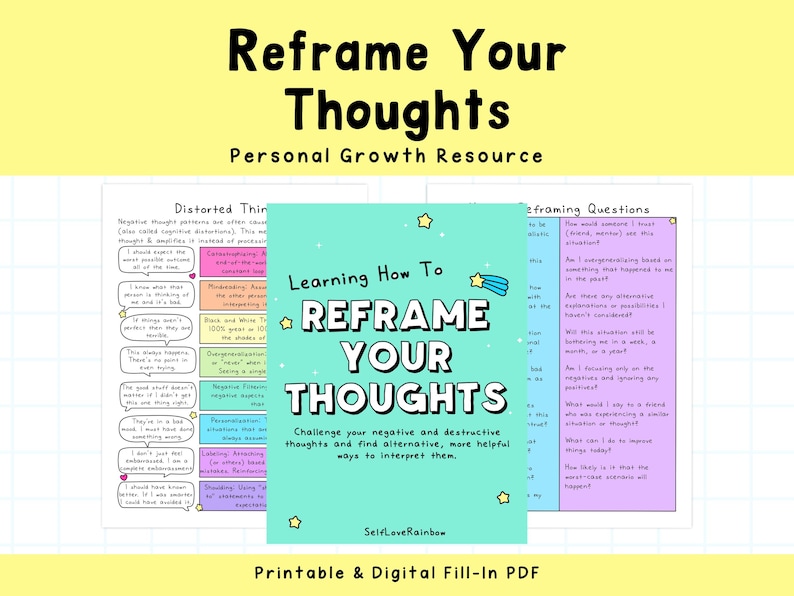 Reframe Your Thoughts Workbook: Cognitive Distortions & Reframing ...