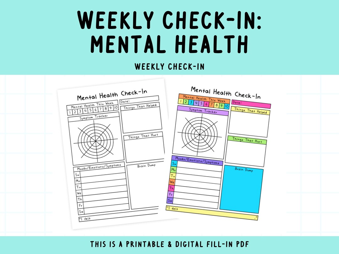 Weekly Mental Health Check-in | Mood Tracker | Symptom Tracker - Etsy
