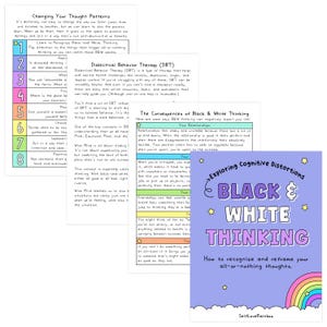 Black and White Thinking Worksheet: Cognitive Distortions, Mental ...