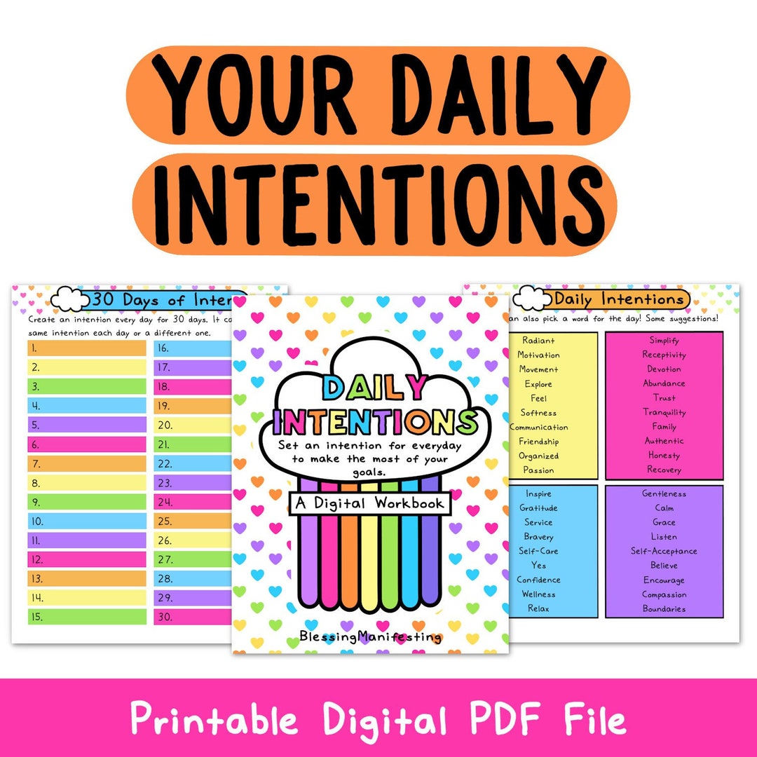 Daily Intentions Workbook Manifestation Goal Setting - Etsy
