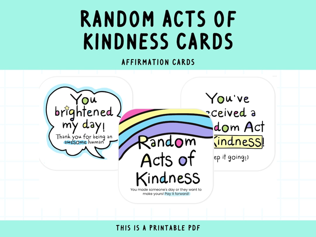 Printable Random Acts of Kindness Cards | Pay It Forward | Small Acts ...