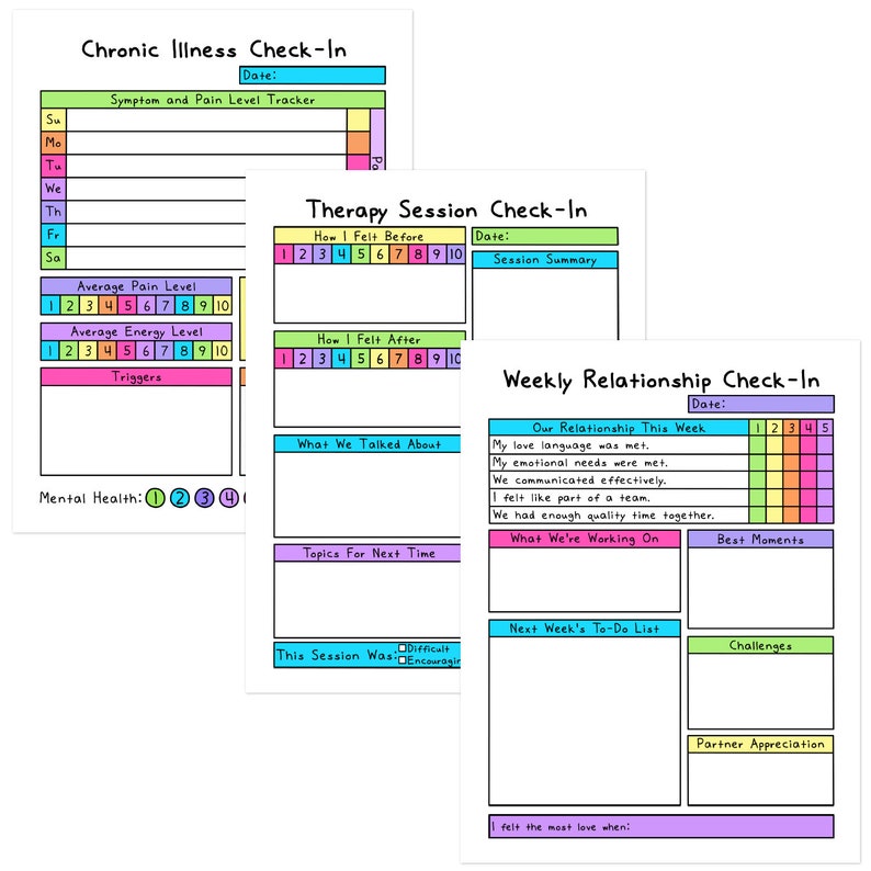 Weekly Check-in Pages: Mental Health Tracker Bundle (digital Fill-in ...