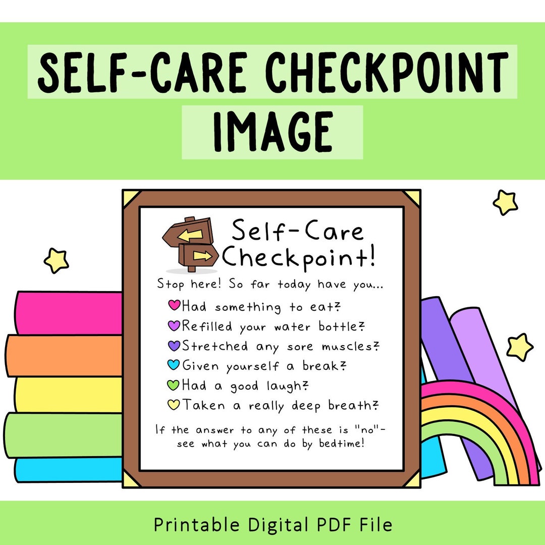 Self-care Checkpoint Printable Art Colorful Wall Art Classroom Poster ...