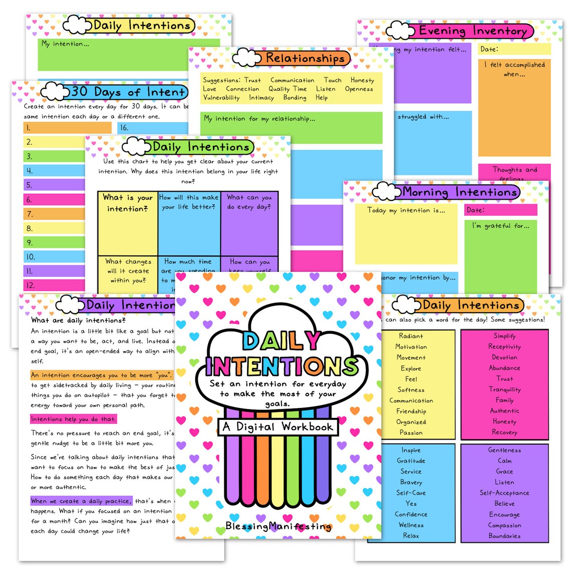 Daily Intentions Workbook Manifestation Goal Setting - Etsy