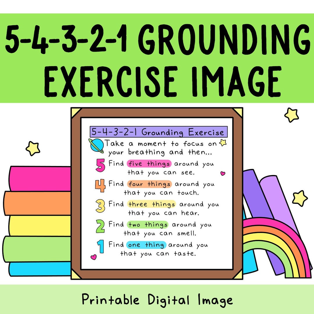 5-4-3-2-1 Grounding Printable Art Colorful Wall Art - Etsy