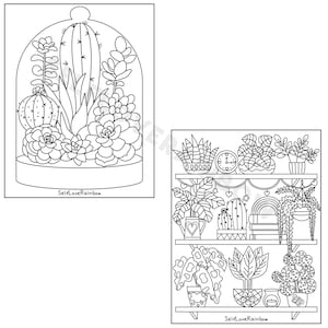 House Plant Coloring Pages | Succulents | Printable | Hand Drawn L ...