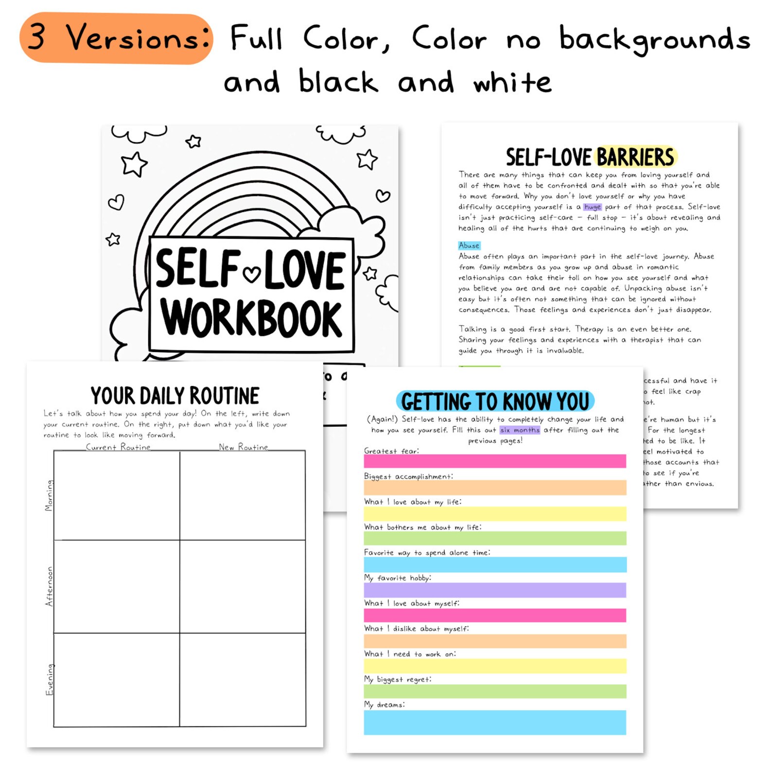 Self-love Workbook | Self-care | Self-help | Personal Growth | Bullet ...