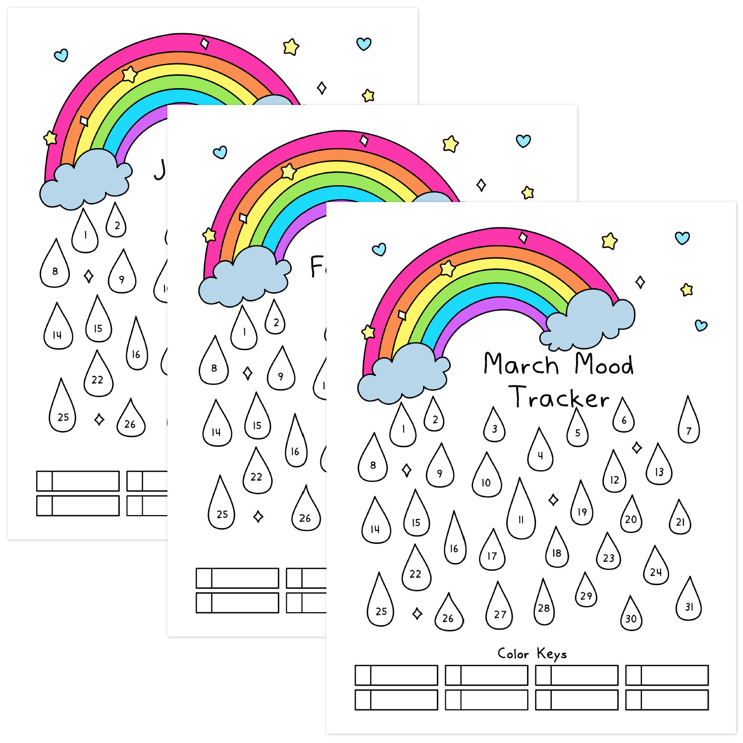 Rainy Rainbow Mood Tracker: Printable Mental Health Log (PDF) - Etsy