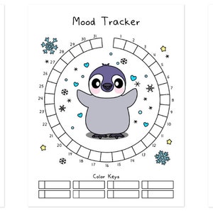 Penguin Mood Tracker: Handdrawn Self-love Rainbow Chart (printable PDF ...