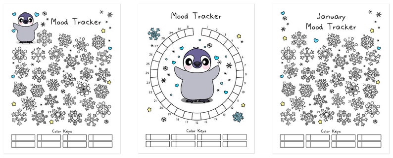 Penguin Mood Tracker Handdrawn Self-love Rainbow Mood - Etsy