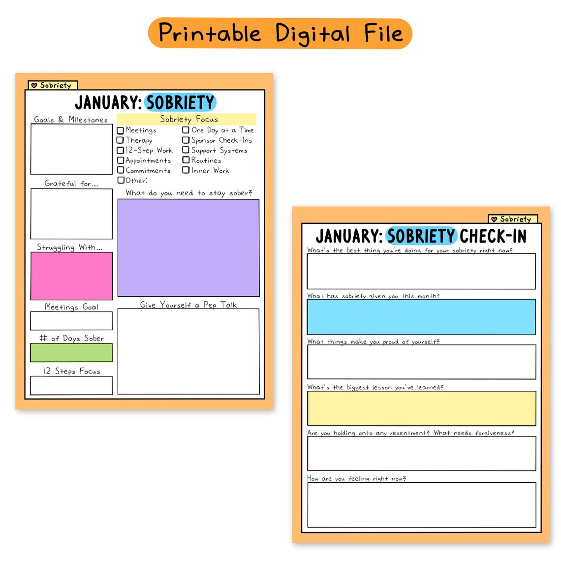 Recovery And Sobriety Worksheets