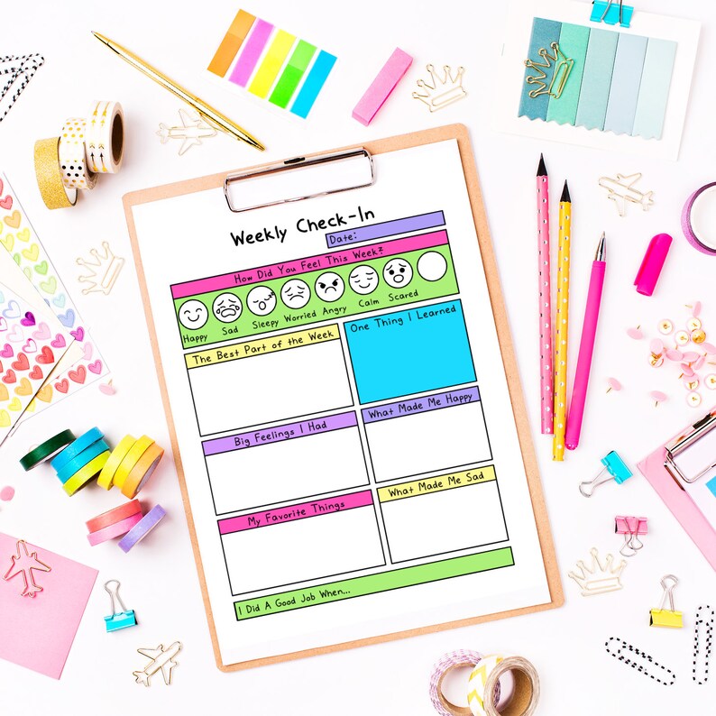 Kids Weekly Check-in Worksheet: Student Mental Health (digital Download ...