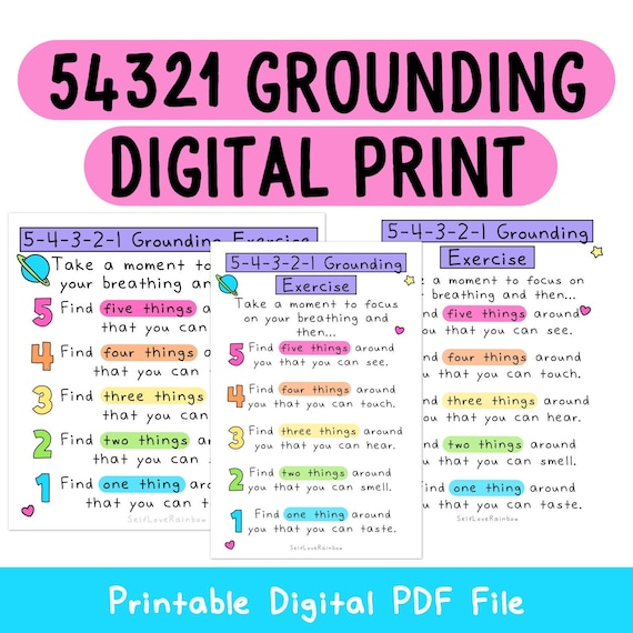 5-4-3-2-1 Grounding Printable Art Colorful Wall Art - Etsy