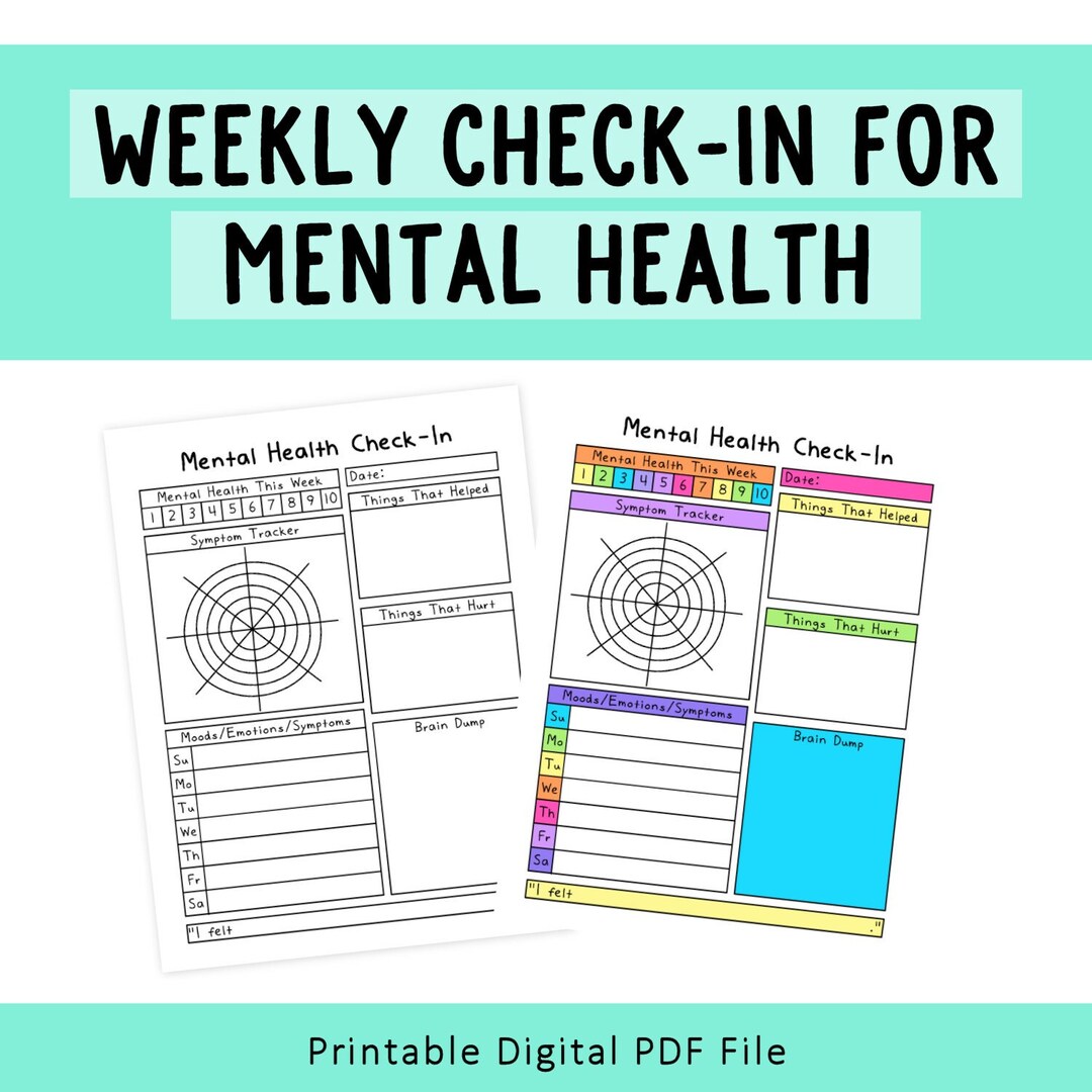 Weekly Mental Health Check-in Mood Tracker Symptom Tracker - Etsy