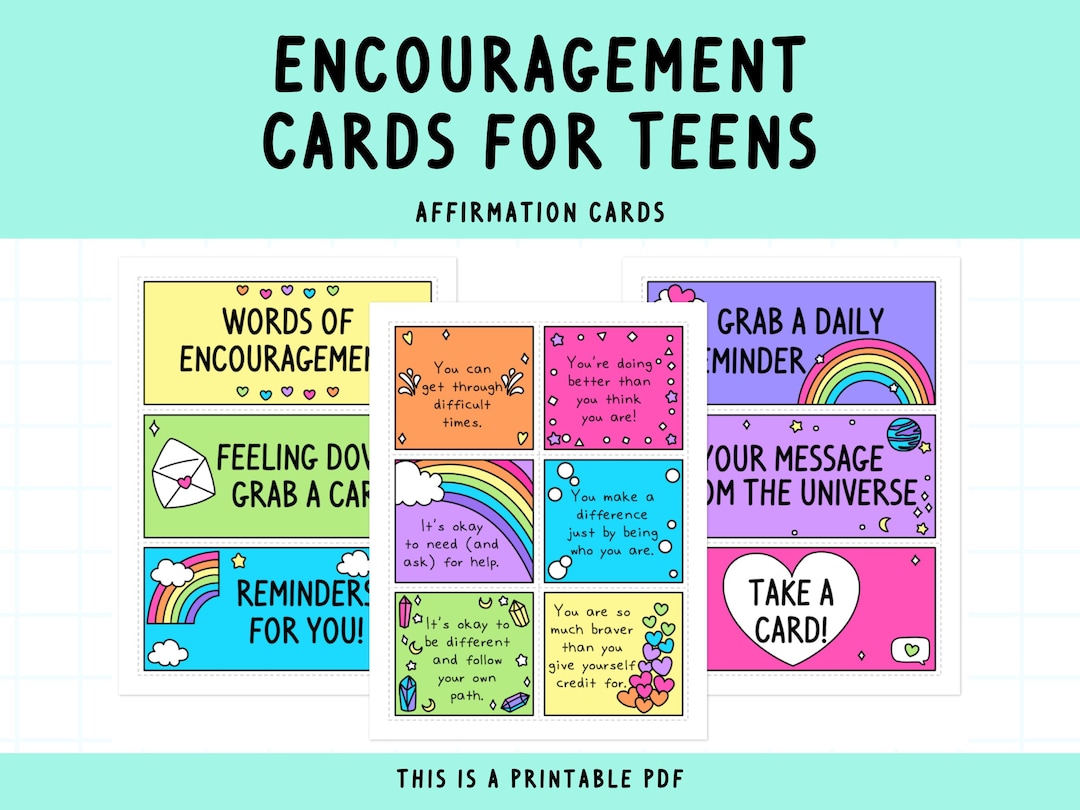 Teen Affirmation Cards: Positive Messages, Printable Encouragement ...