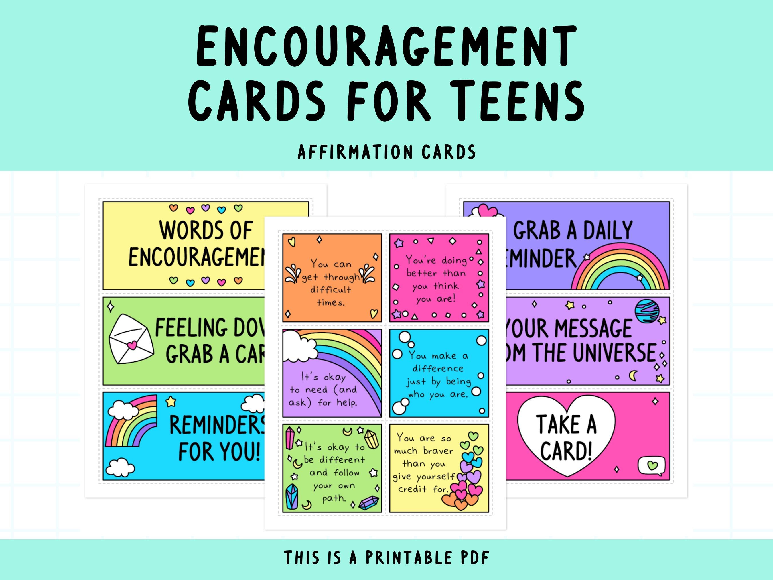 Teen Affirmation Cards: Positive Messages, Printable Encouragement ...