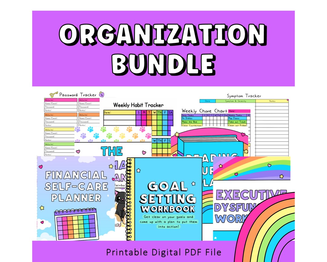Organization Worksheet Bundle ADHD Executive Dysfunction Get Organized ...
