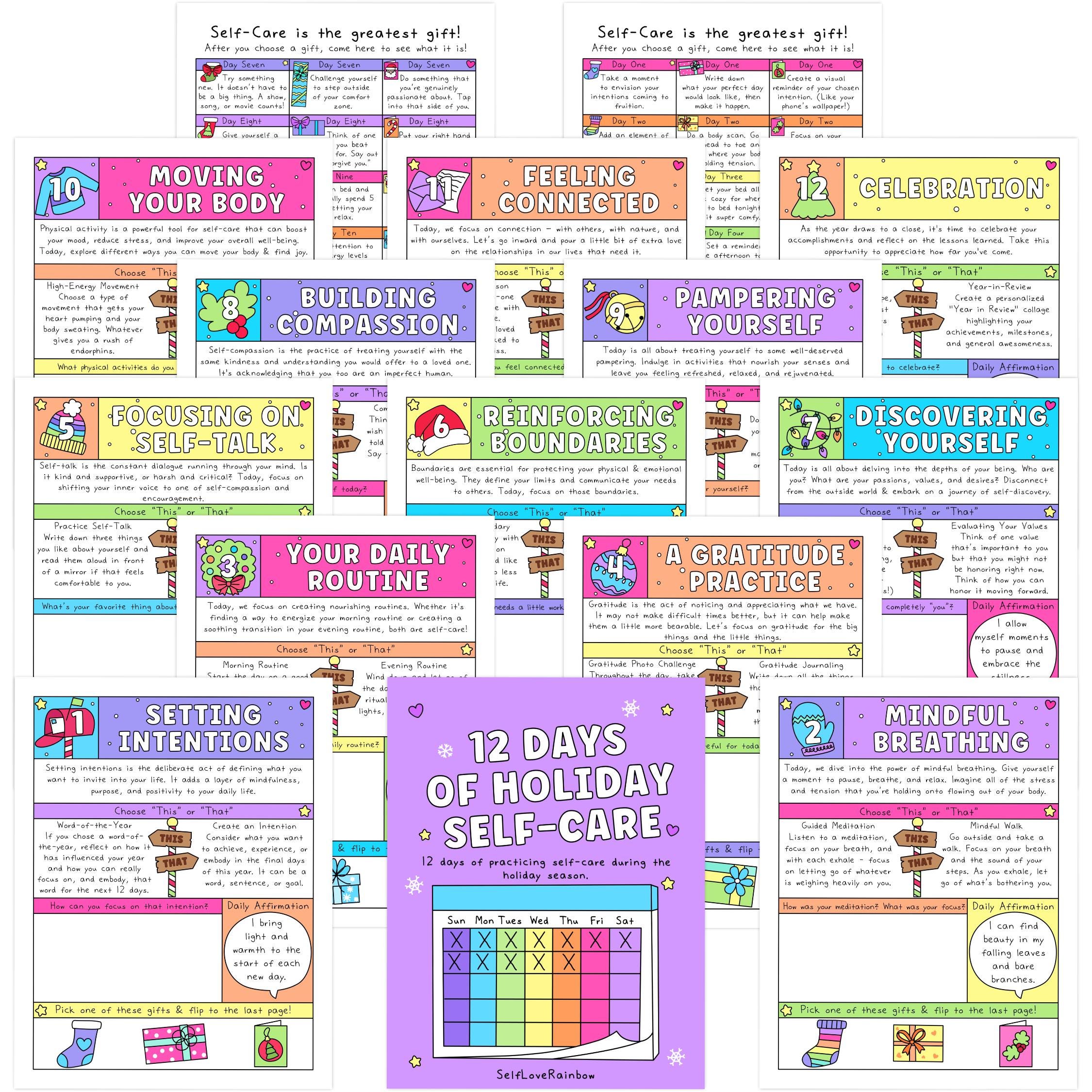 12 Days of Holiday Self-care Workbook: Mindful Prompts (PDF) - Etsy