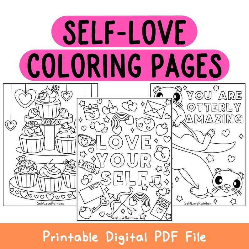 Self-love Coloring Pages Printable Hand Drawn L Digital - Etsy