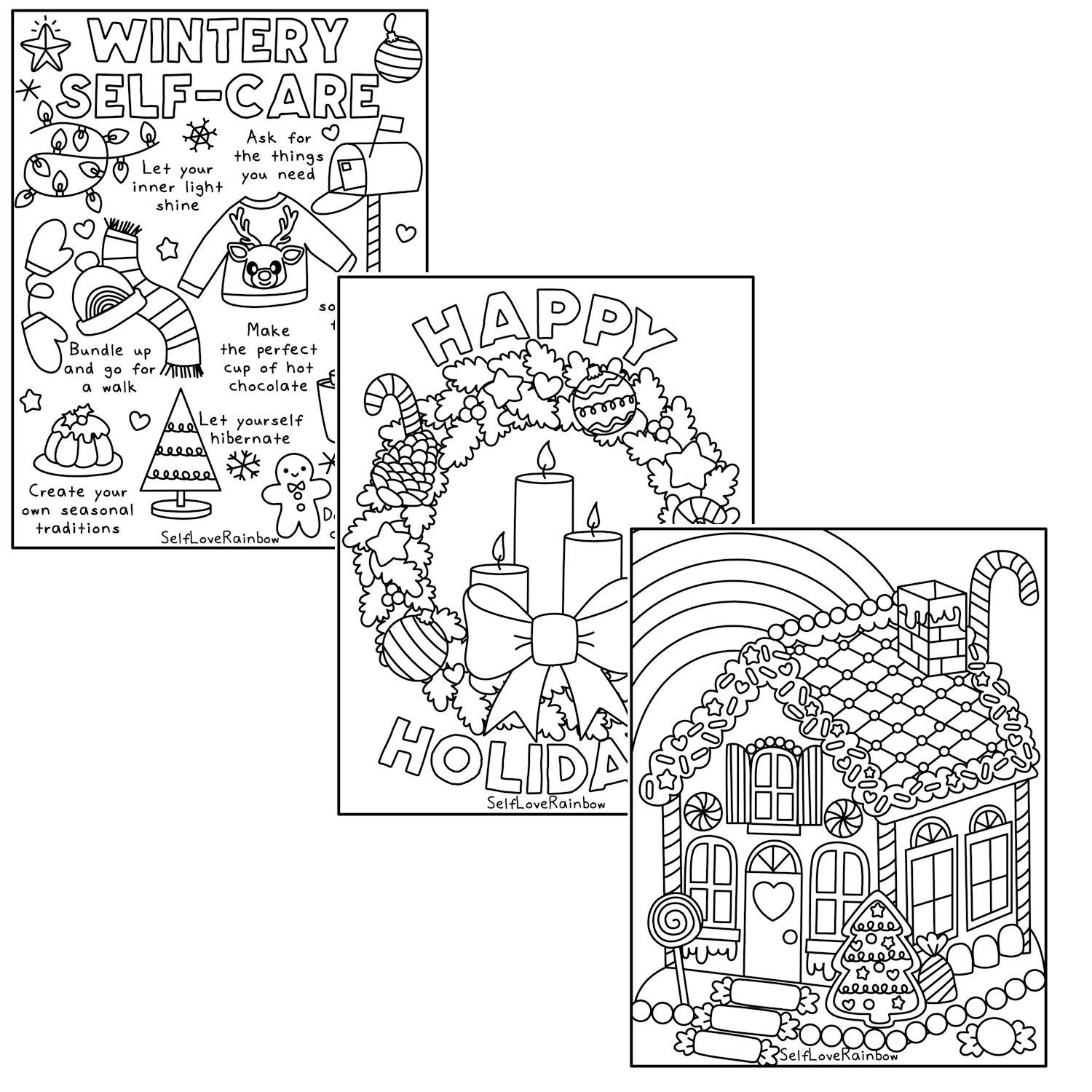 Holiday Coloring Pages Printable Hand Drawn Christmas - Etsy