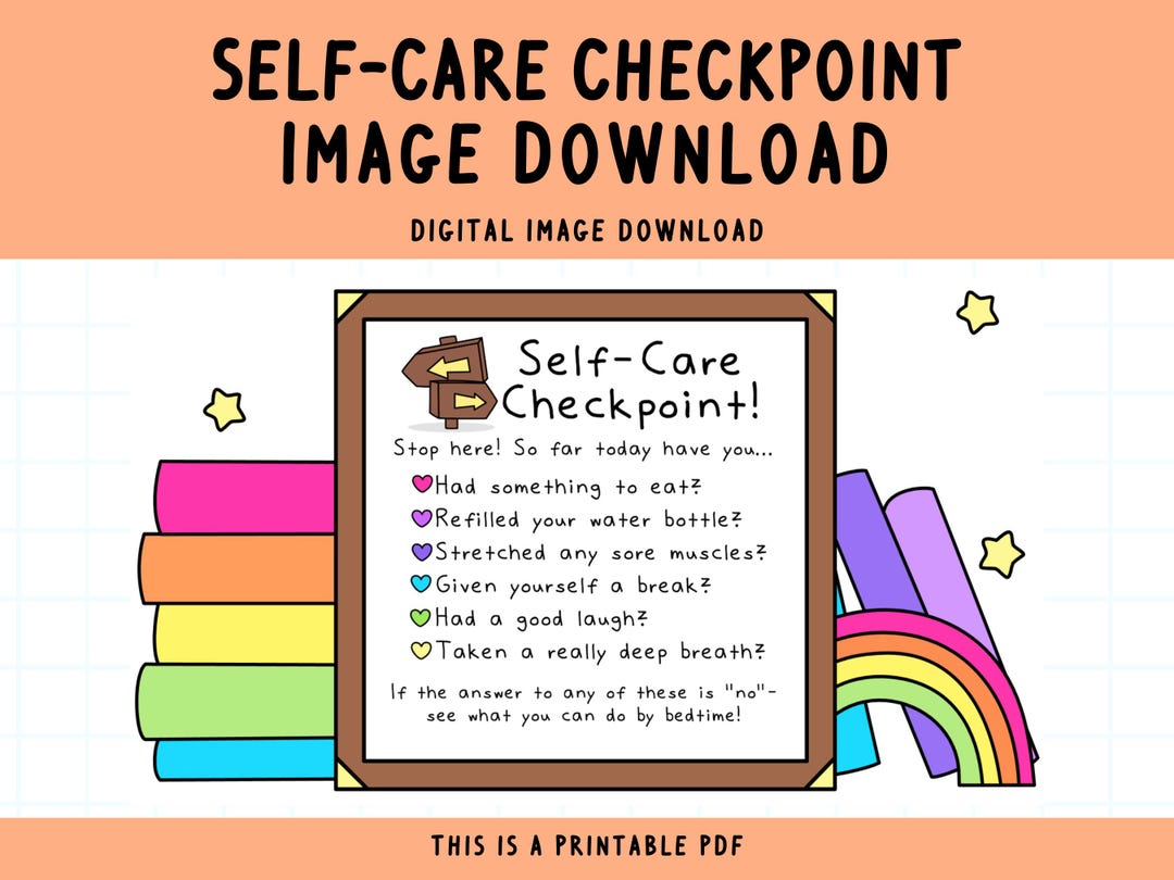 Self-care Checkpoint| Printable Art | Colorful Wall Art | Classroom ...