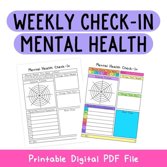 Weekly Mental Health Check-in Mood Tracker Symptom Tracker - Etsy
