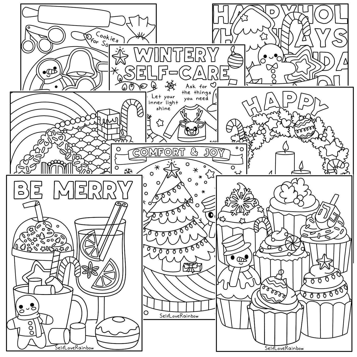 Holiday Coloring Pages Printable Hand Drawn Christmas - Etsy