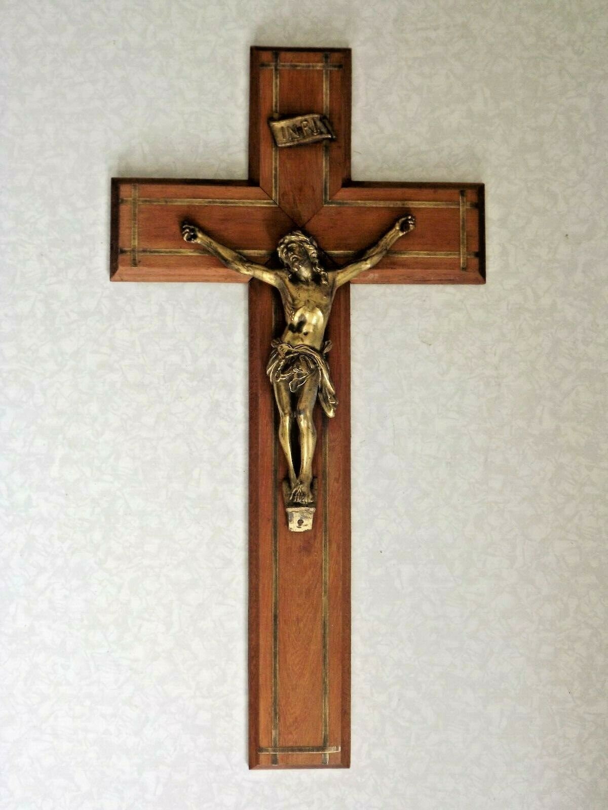 Vintage Italian Wooden Cross / Crucifix Brass Christ INRI - Etsy UK