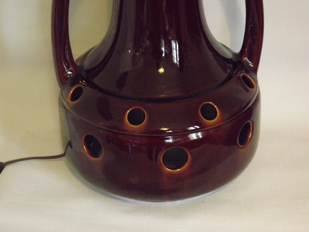 Large French Vintage Retro 1960s Ceramic Floor Standard Lamp Base Brown ...