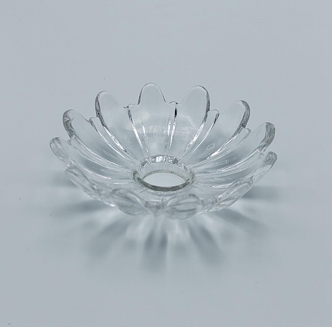 Single French Clear Glass Flower Shaped Bobeche Candle Drips Holder ...